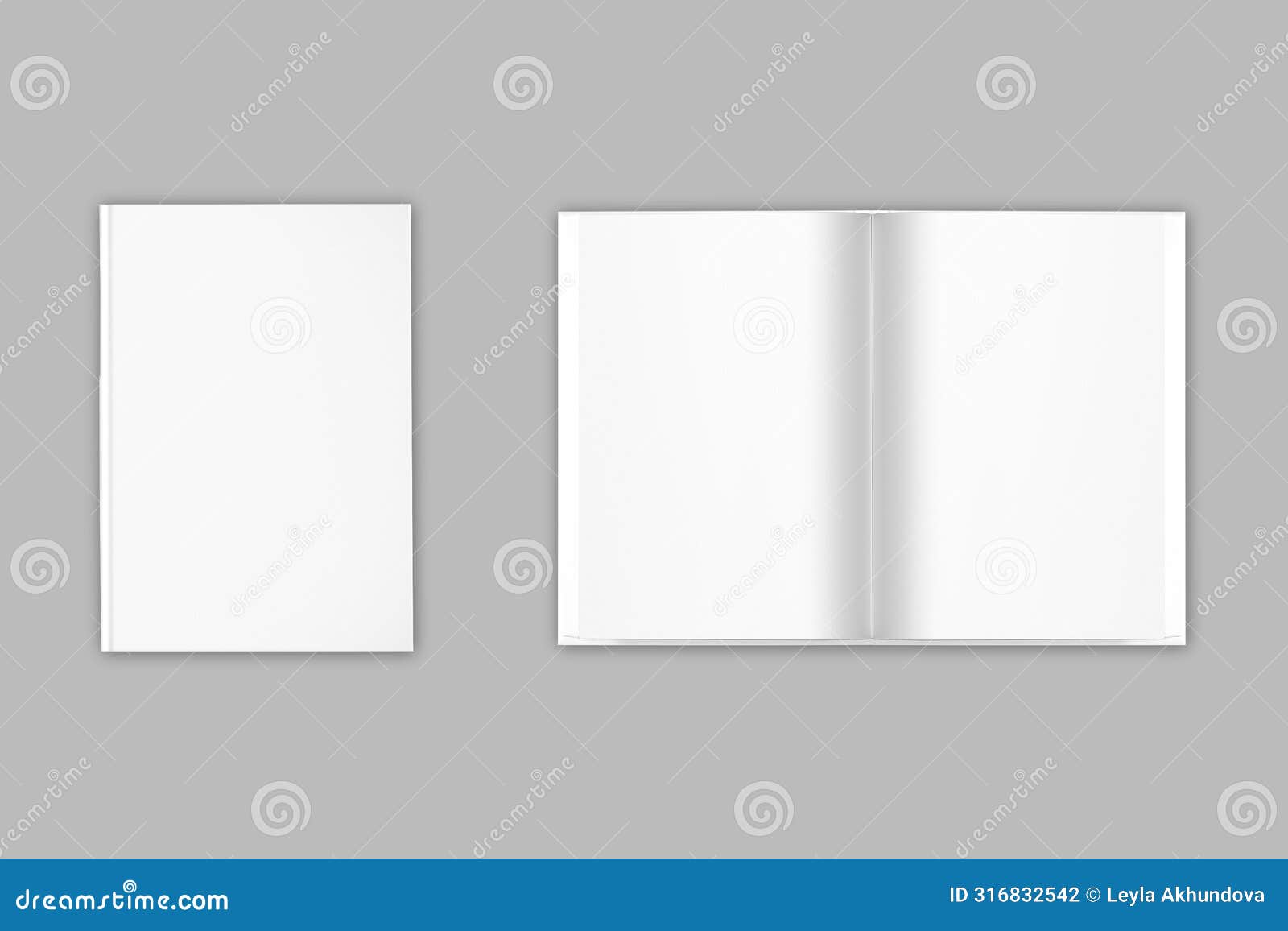Set of Blank Book Cover Template. Isolated on a Grey Background Stock ...