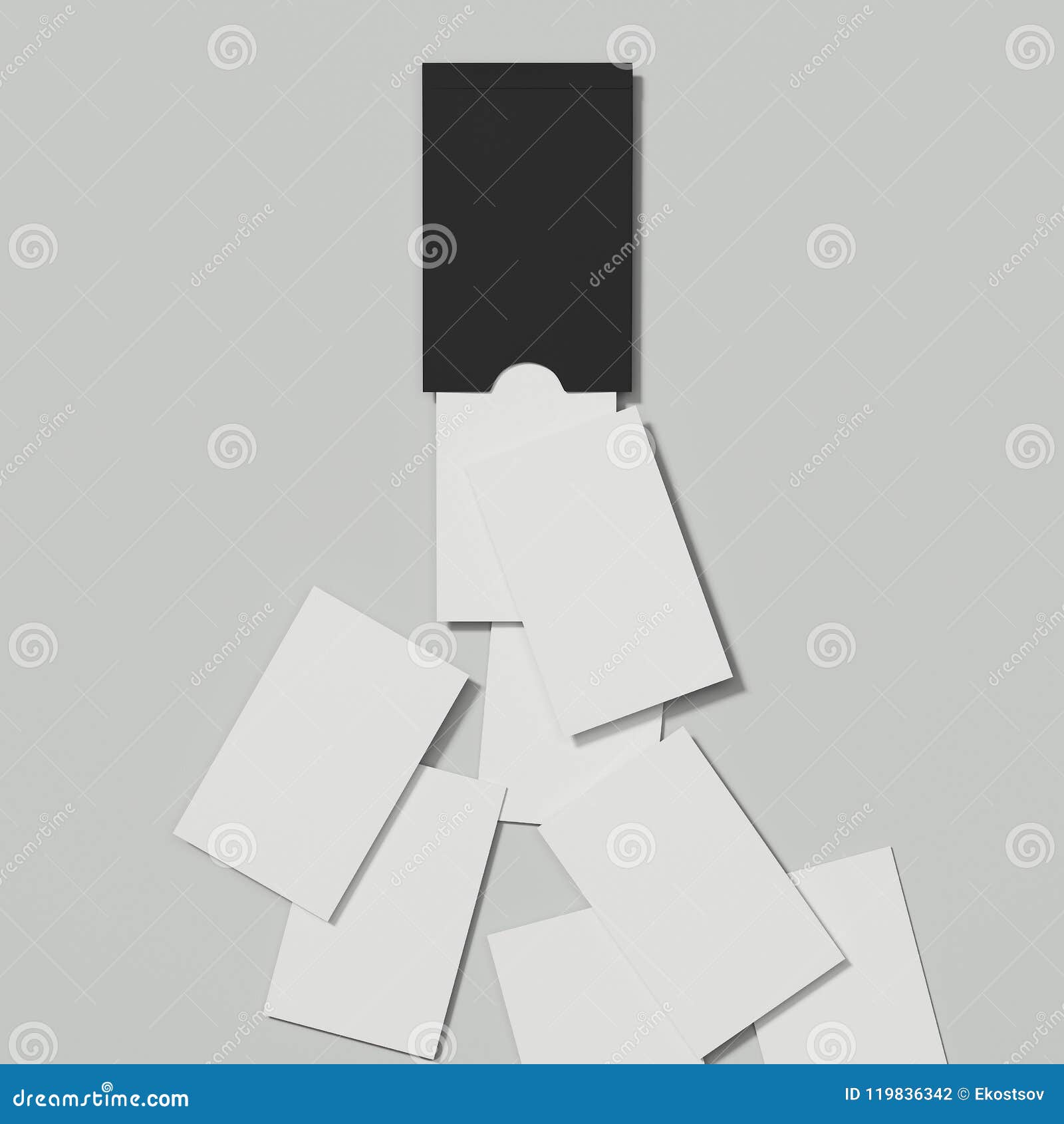 Set Of Blank Cards On Light Grey Background, 3d Rendering Stock ...