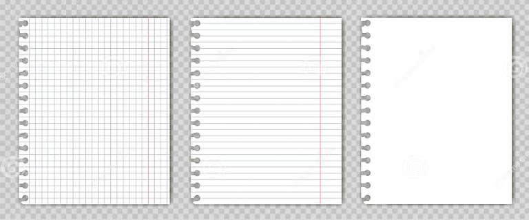 Set of Blank Copy Book Sheets with Torn Edges. Mockup or Template of ...