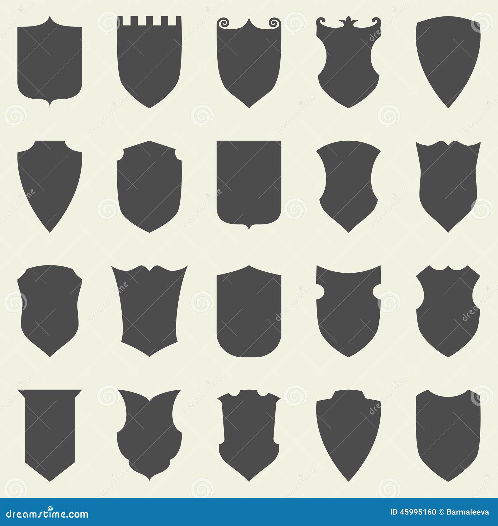 Set of Blank Empty Dark Shields. Shield Badge Stock Vector ...