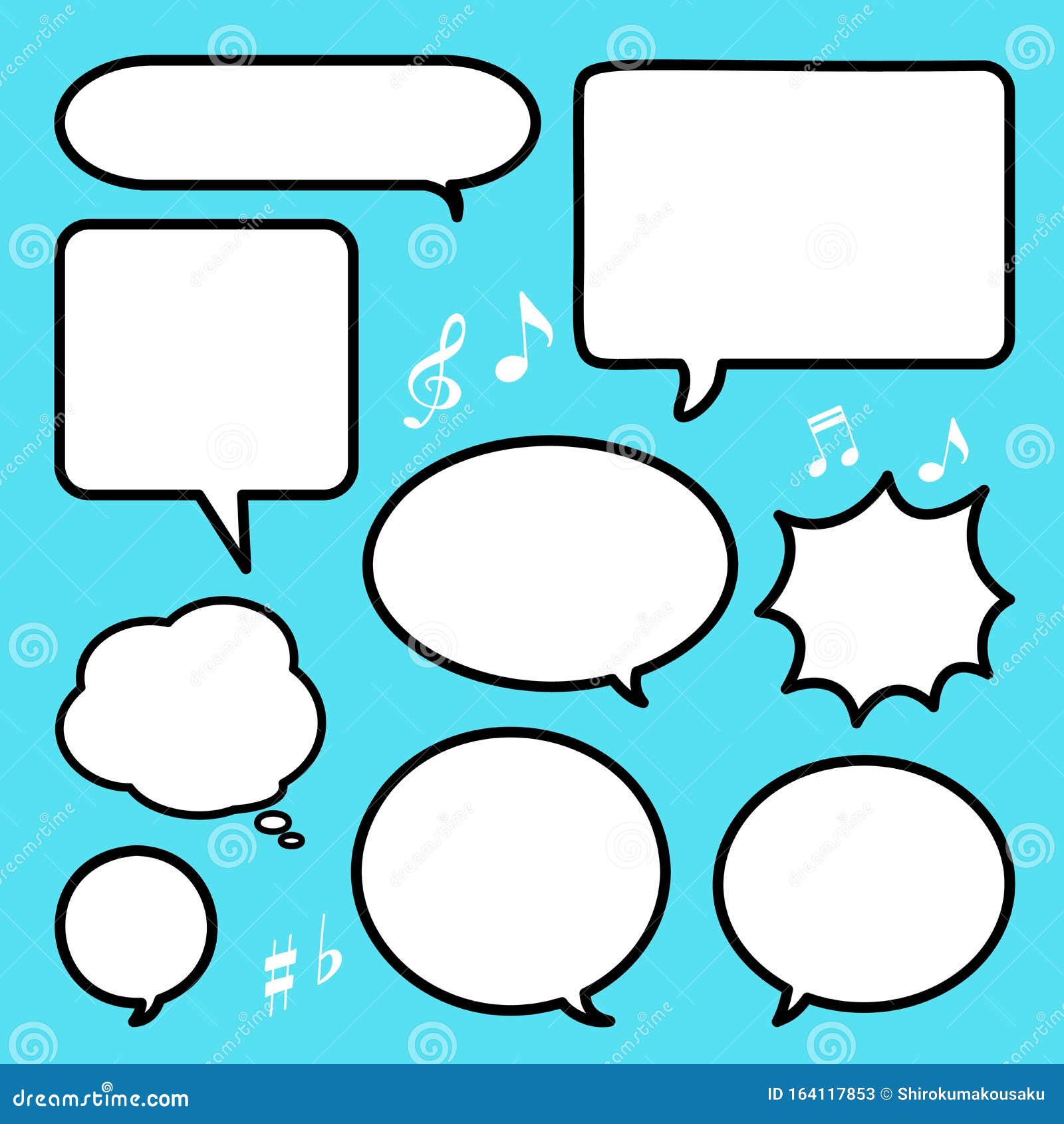 Set of Blank Empty White Speech Bubbles and Dialog Balloons Stock ...