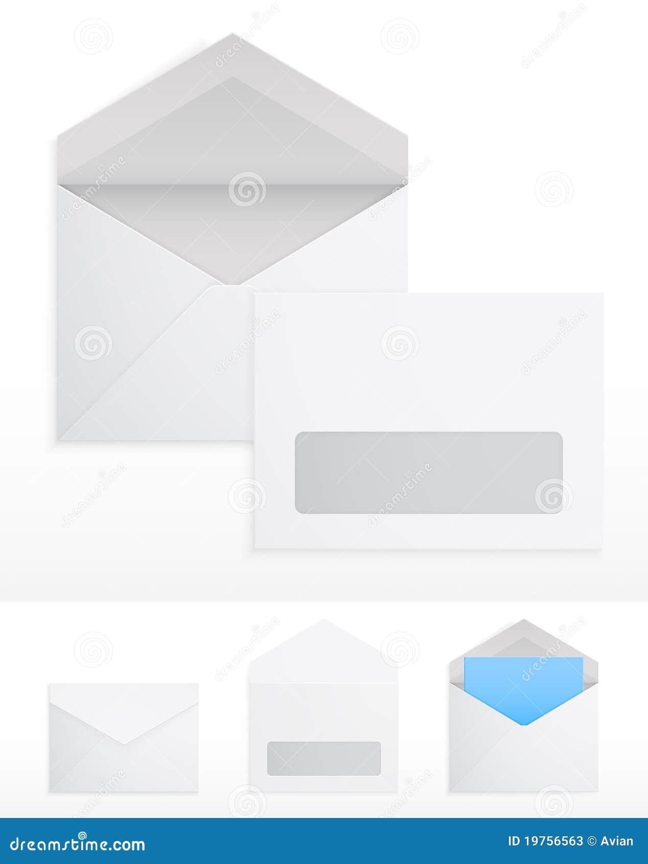 Set of Blank Envelops on White Stock Vector - Illustration of blue ...