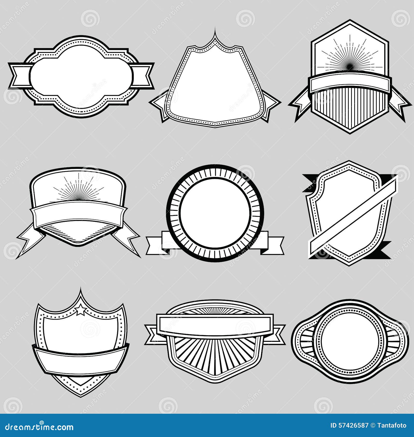 Set of Blank Frame Badges Ribbons and Labels Set 9 . Vector Illu Stock ...