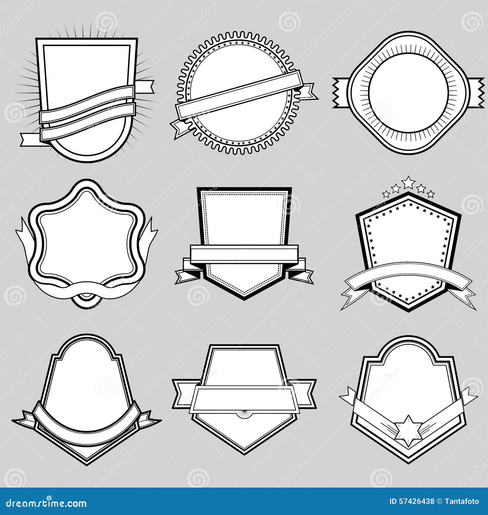 Set of Blank Frame Badges Ribbons and Labels Set 2. Vector Illus Stock ...