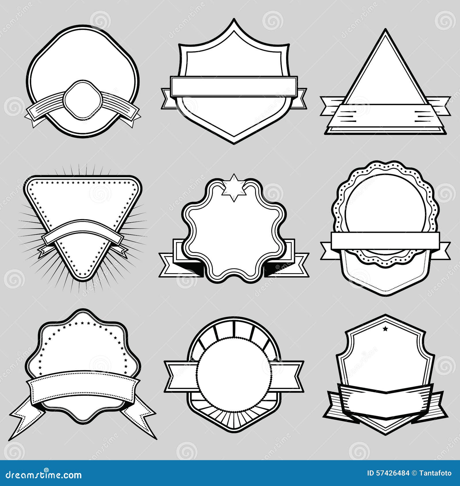Set of Blank Frame Badges Ribbons and Labels Set 4. Vector Illus Stock ...