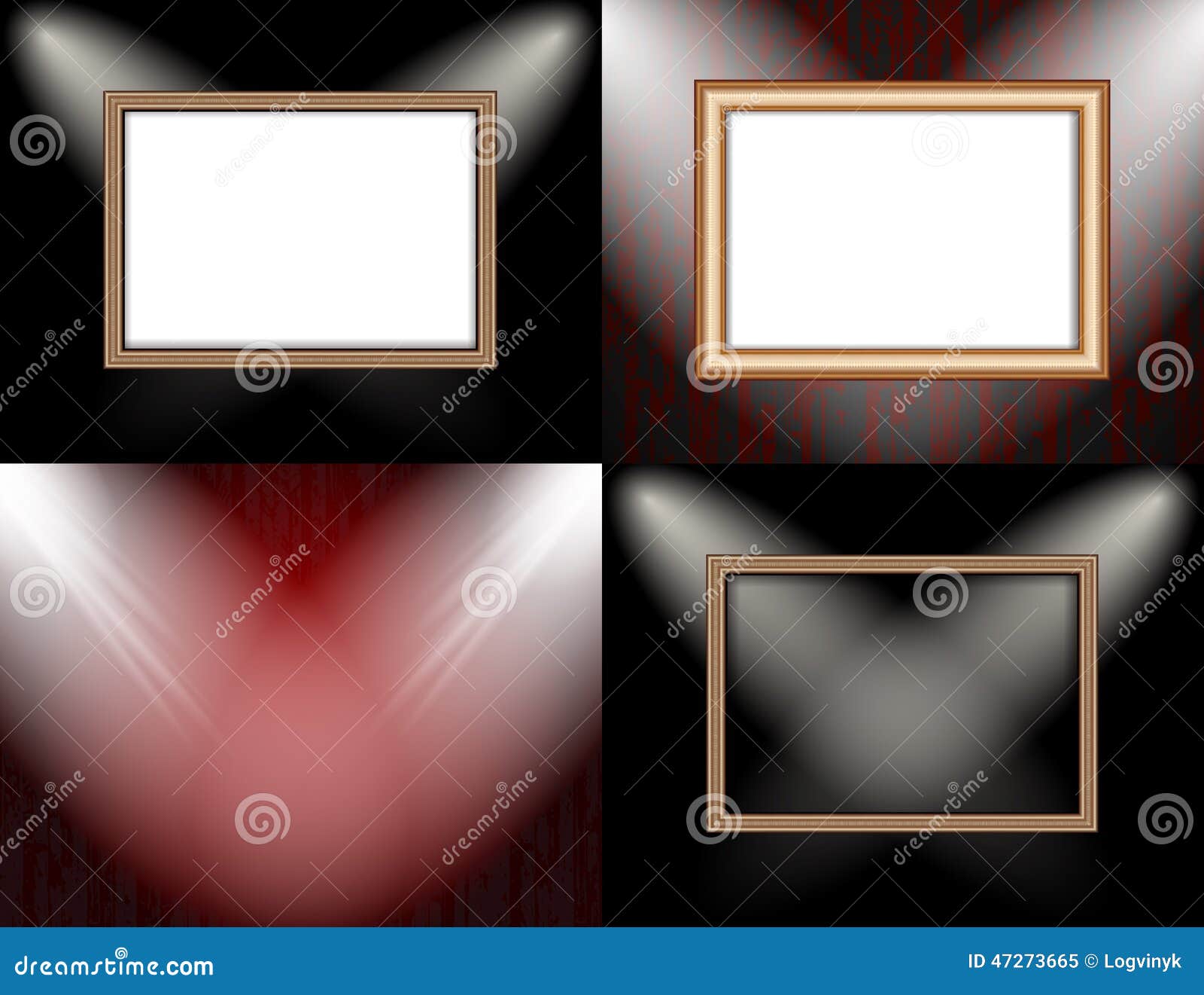 Set of Blank Frame on a Color Wall Lighting, Stock Illustration ...
