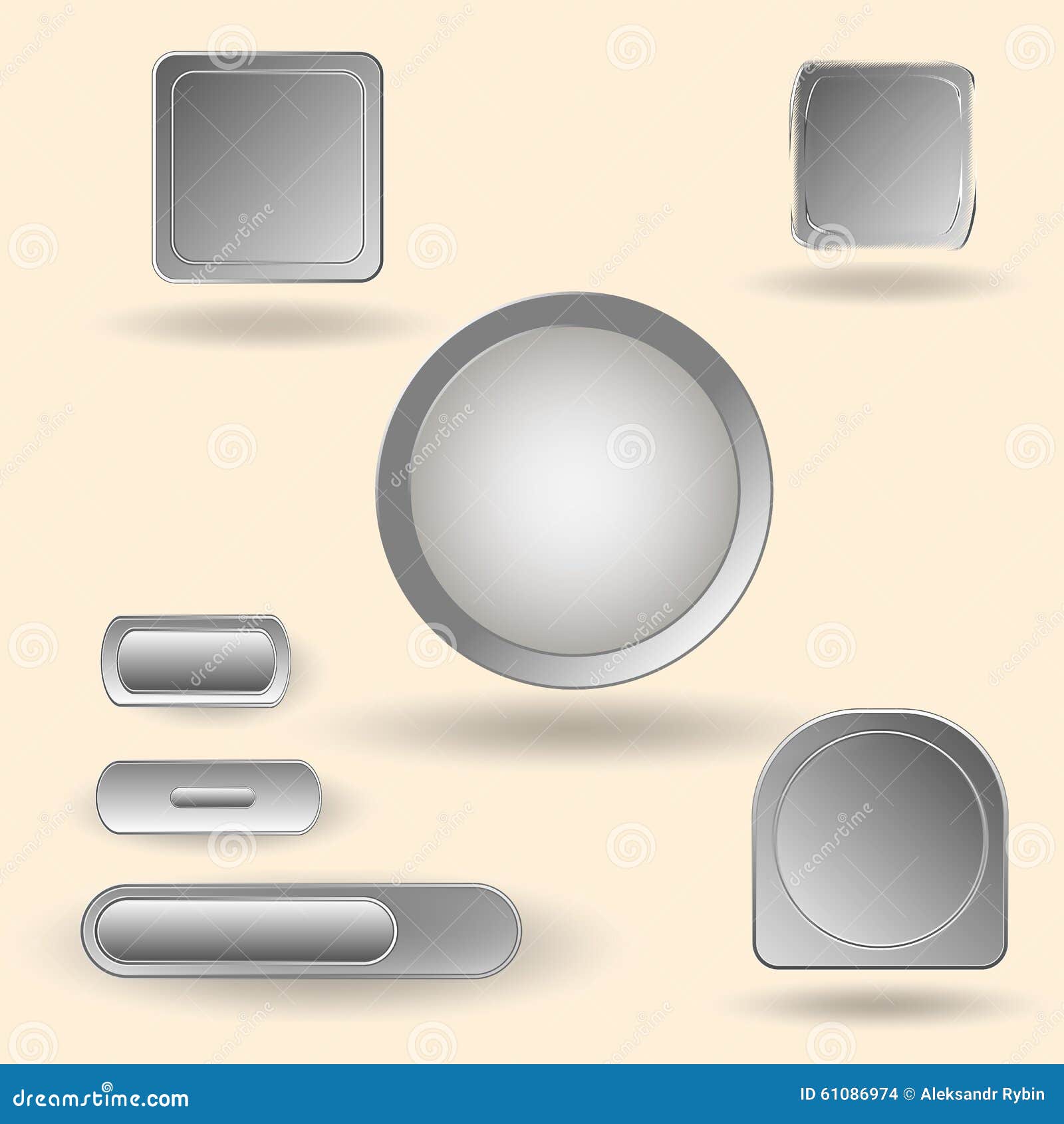 Set of blank grey buttons stock illustration. Illustration of icon ...