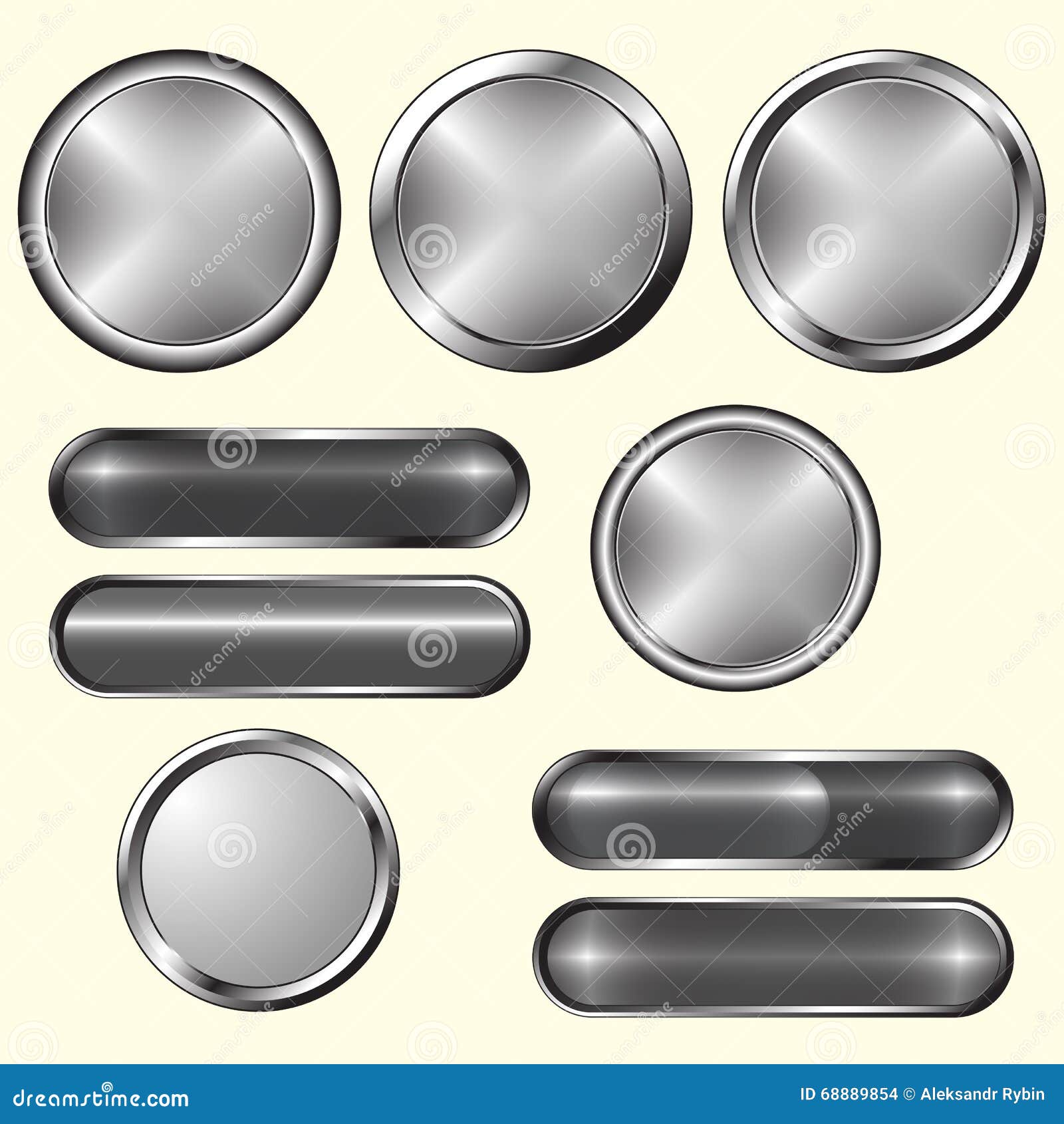 Set of blank grey buttons stock vector. Illustration of blank - 68889854
