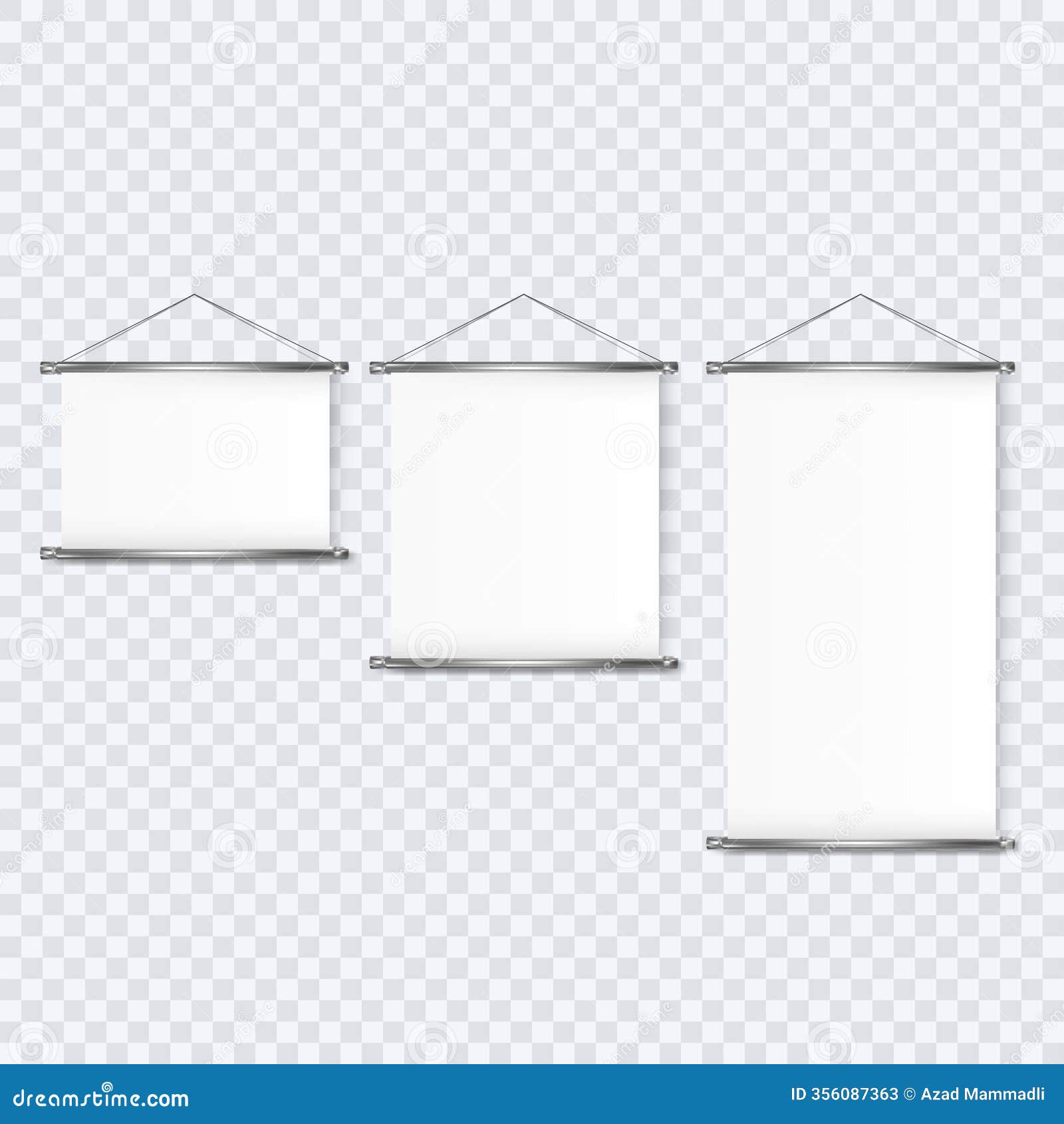 Set of Blank Hanging Scroll Posters with Metal Bars Vector Stock Vector ...