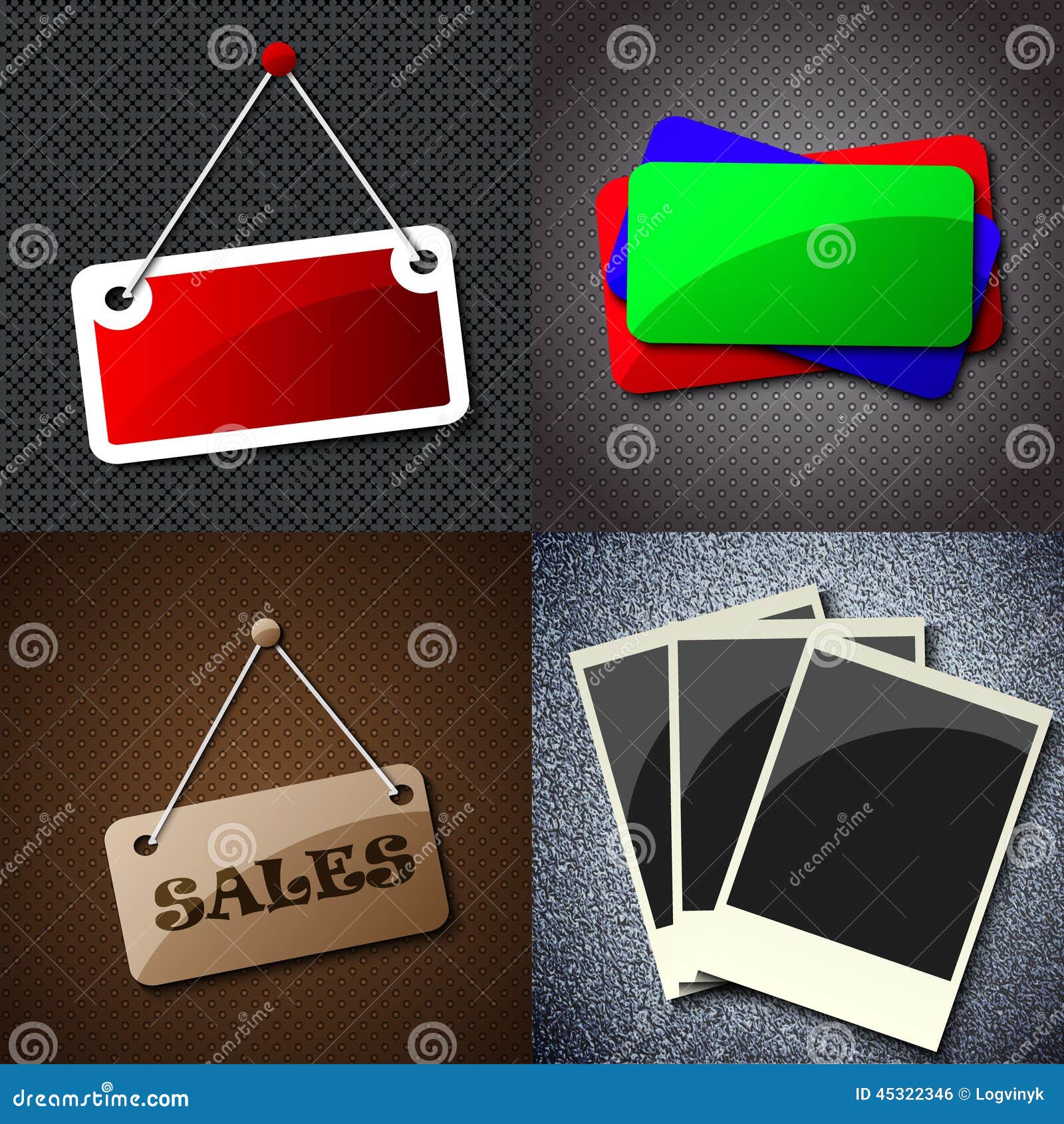 Set of Blank Hanging Sign for Your Text on an Stock Vector ...