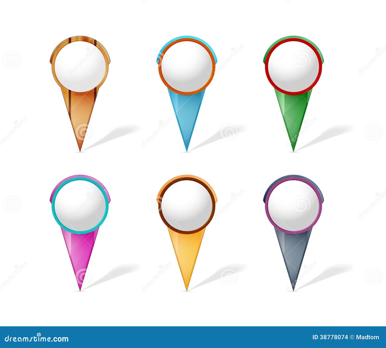 Set of blank map pins stock vector. Illustration of circle - 38778074