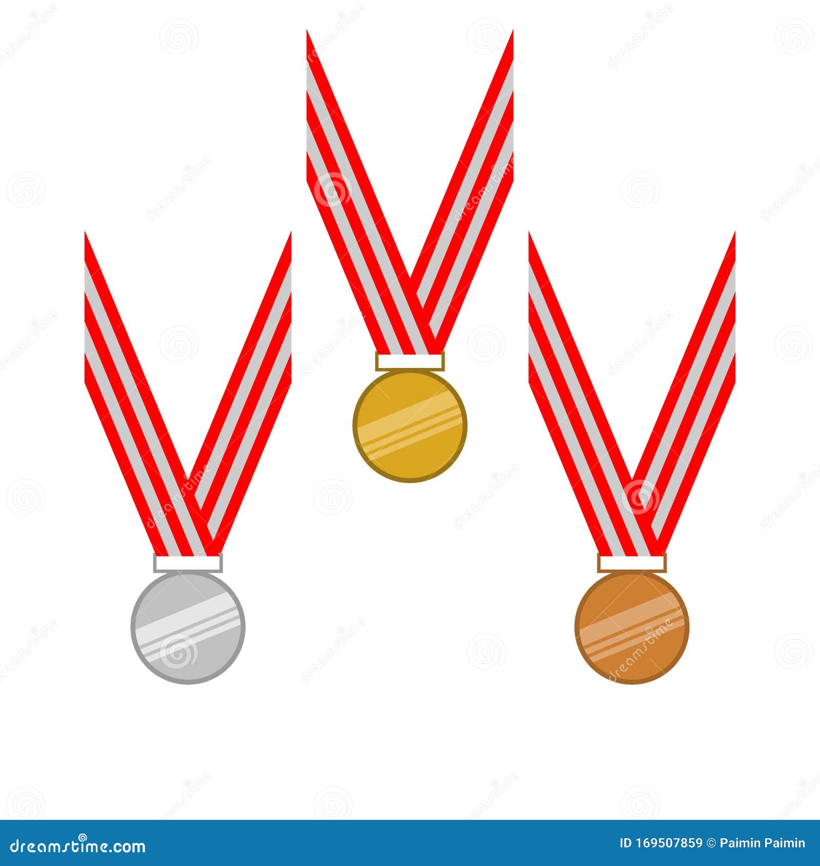 Set of Blank Medal Design. Gold, Silver and Bronze Flat Vector Design ...