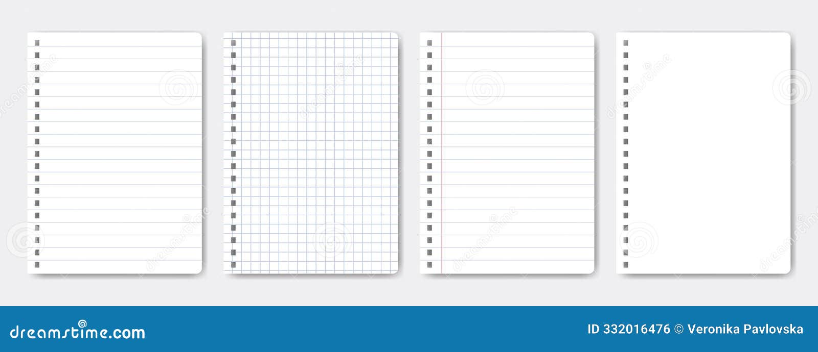Set of Blank Notebook Sheets in Line, Square and Empty. Blank Notebook ...