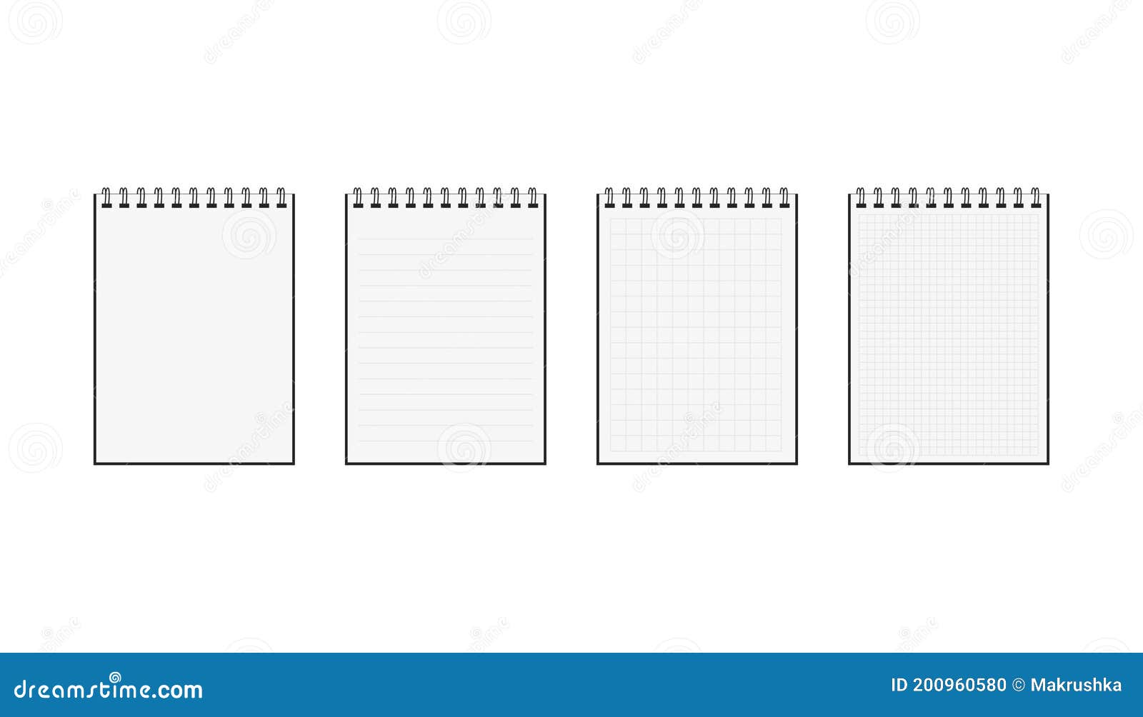 Set of Blank Notebook with Spiral. Isolated Notepad Document in ...