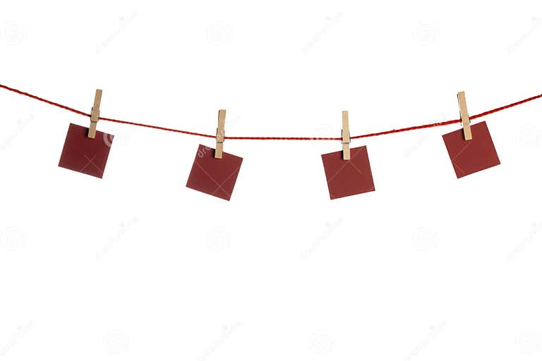 Set of Blank Notes Held on String Isolated Stock Photo - Image of cable ...