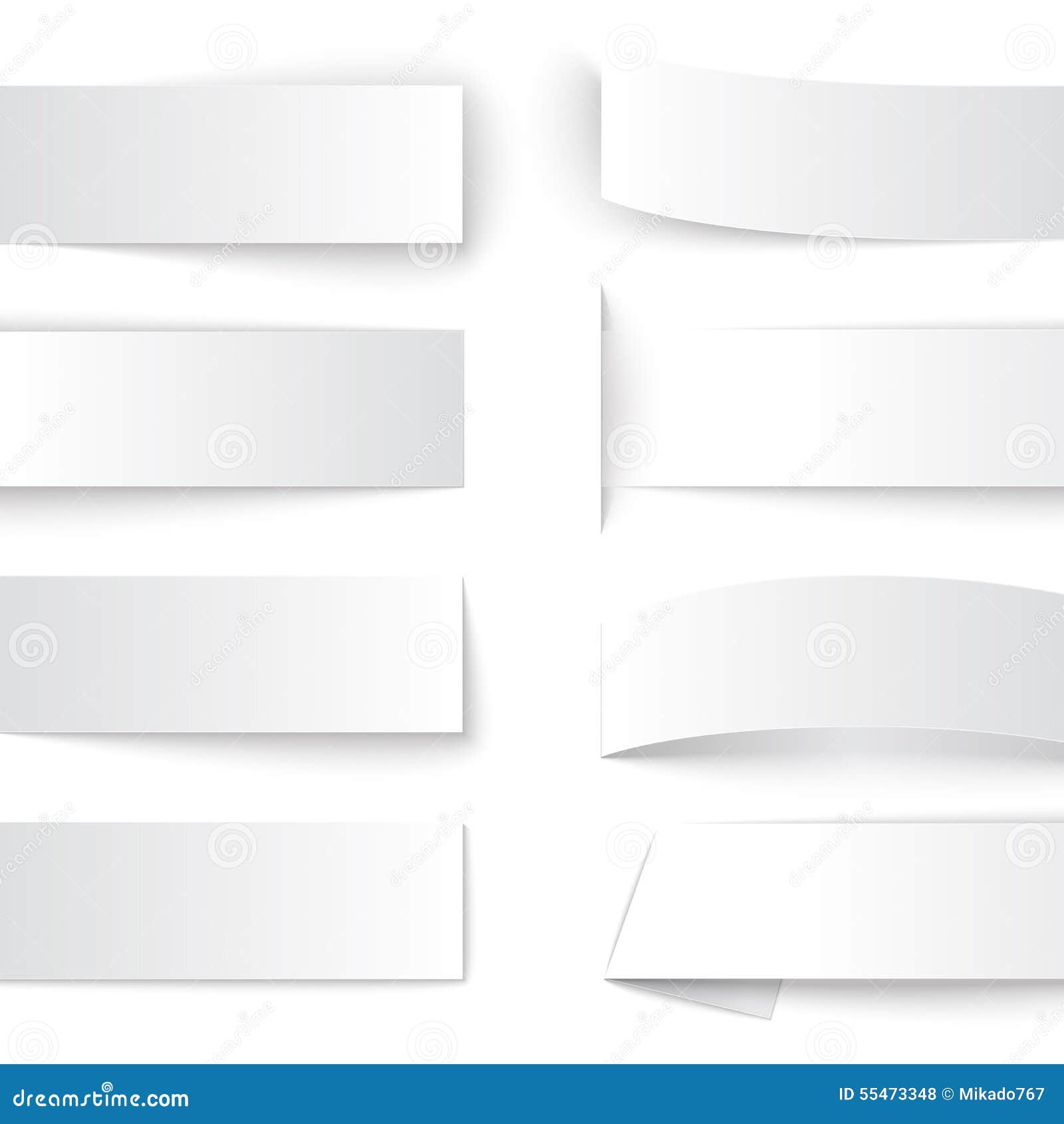 Set of Blank Paper Banners with Realistic Shadows Stock Vector ...