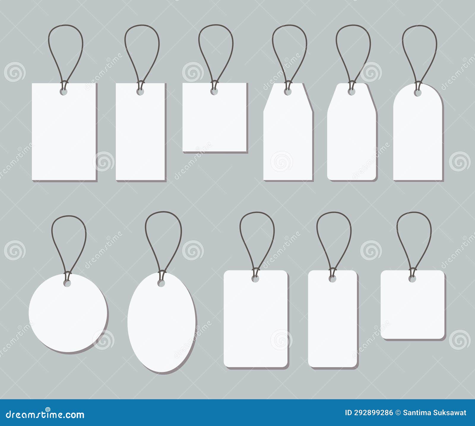 Set of Blank Paper Price Tag Labels with Cord Vector Illustration Stock ...