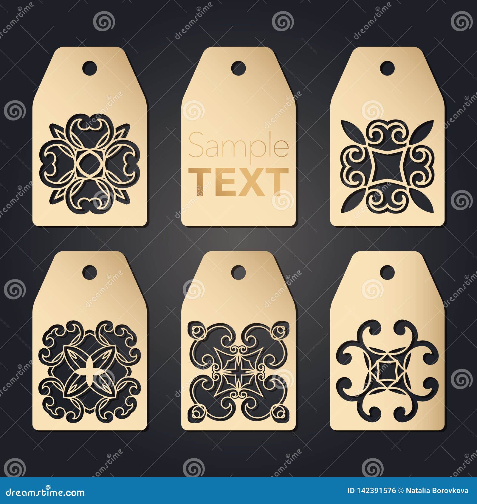 Set of Blank Paperwork Paper Tags, Labels, Stickers for Laser Cutting ...