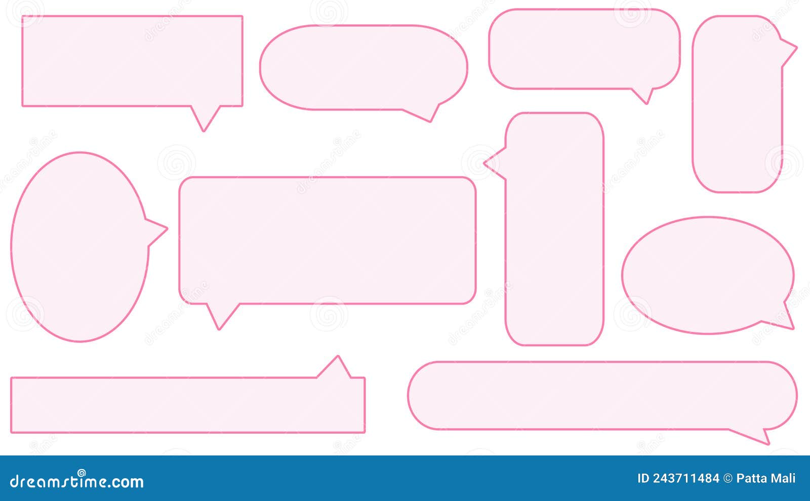 Set Of Blank Pink Speech Bubble, Conversation Box, Chat Box, Speak ...