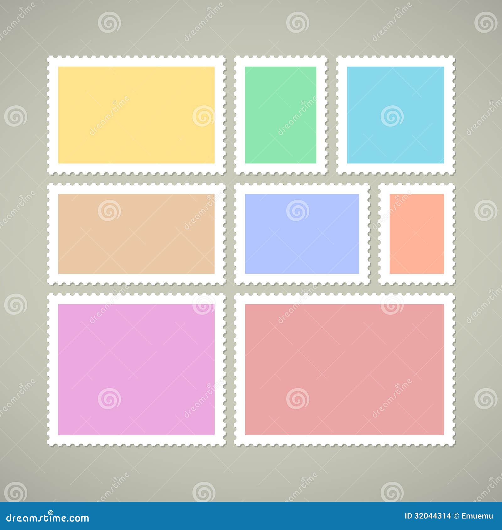 Set of Blank Postage Stamps Stock Vector - Illustration of sticker ...