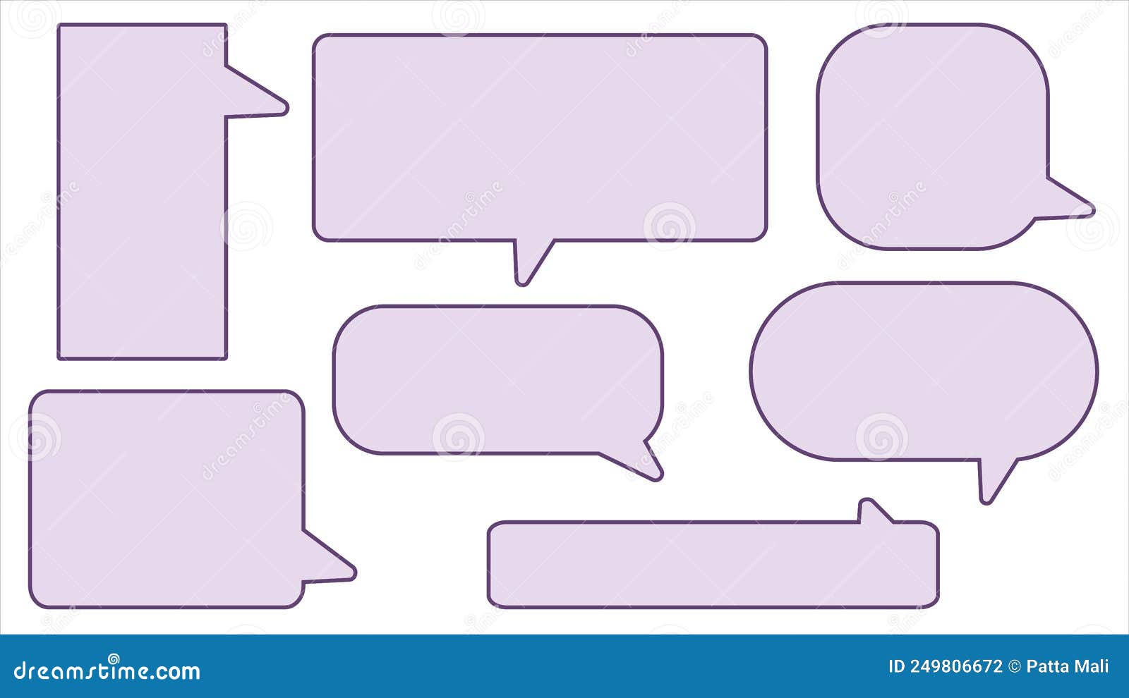 Set of Blank Purple Speech Bubble, Conversation Box, Frame Talk, Chat ...