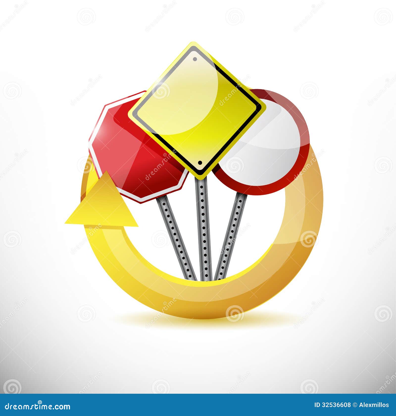 Set of Blank Road Sign Cycle Illustration Design Stock Illustration ...