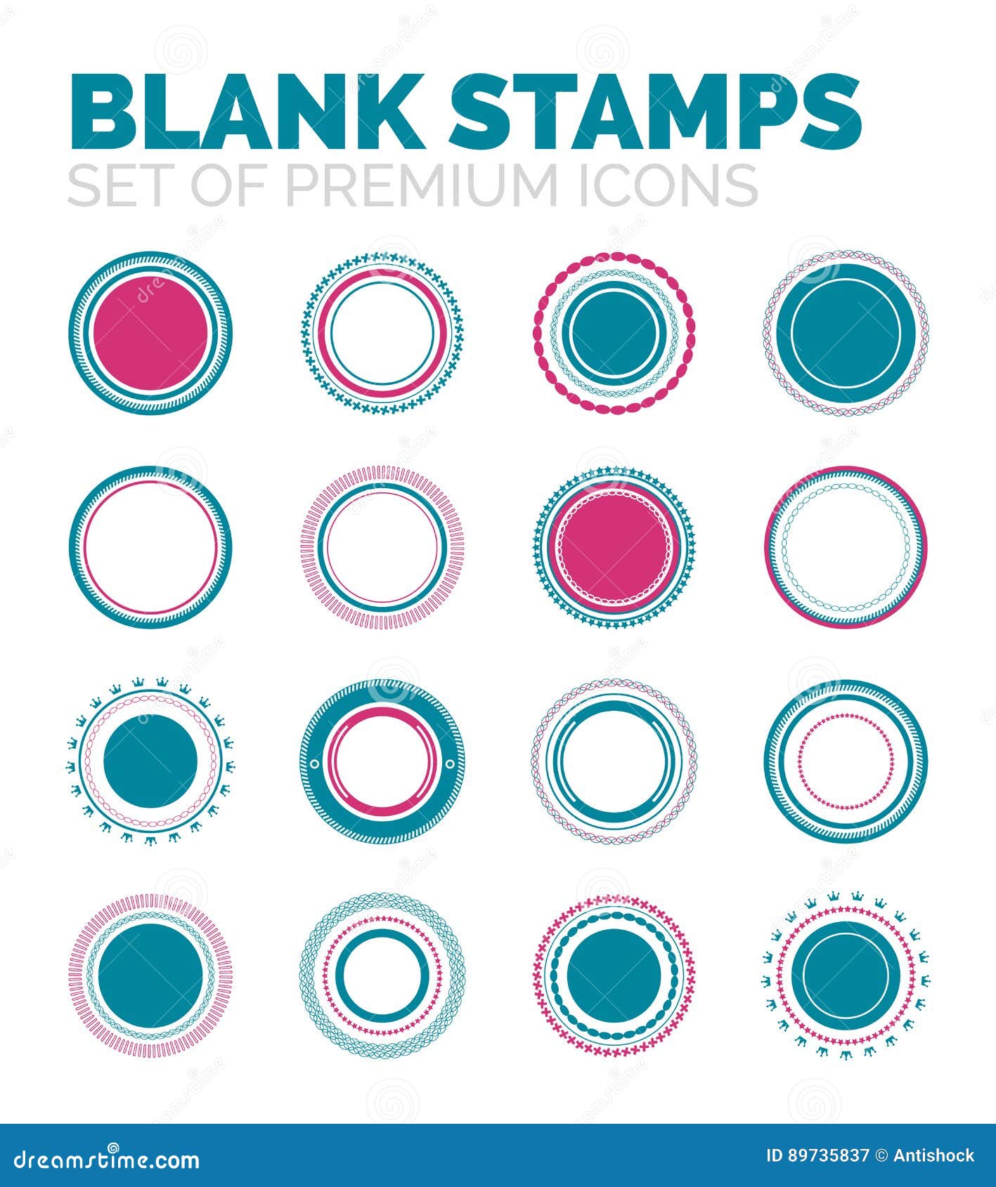 Set of Blank Round Stamps Collection Stock Vector - Illustration of ...