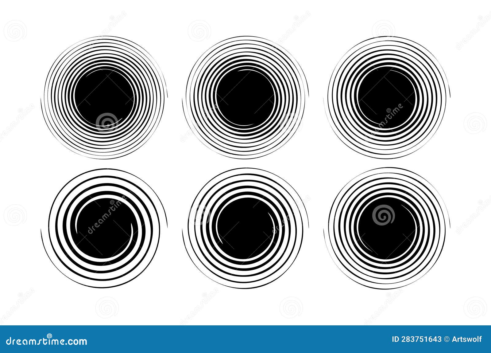 Set of Blank Spiral Line Circle Border Design. Modern Spiral Circle ...
