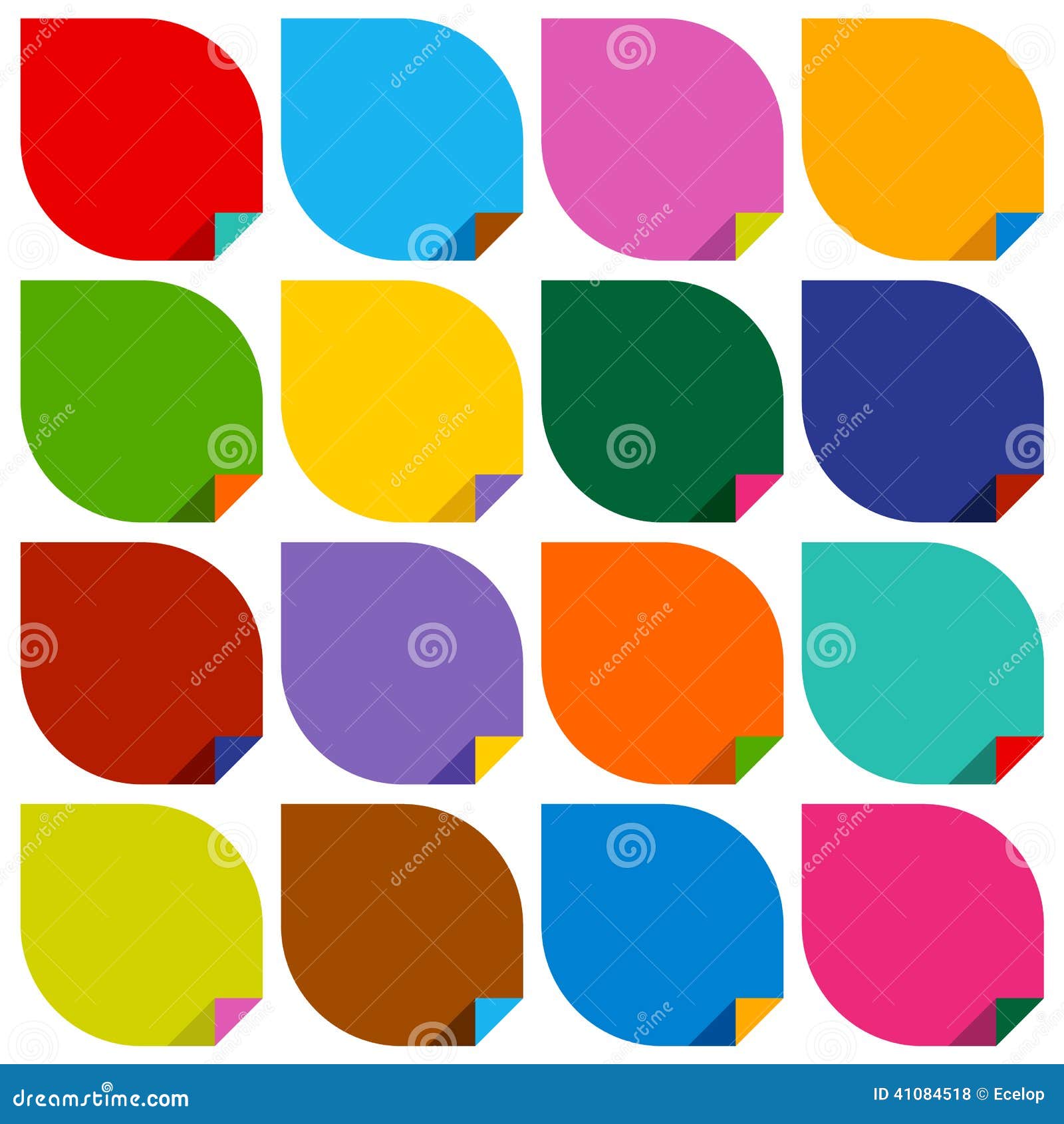 Set of 16 Blank Stickers with Bent Colored Angles Stock Vector ...