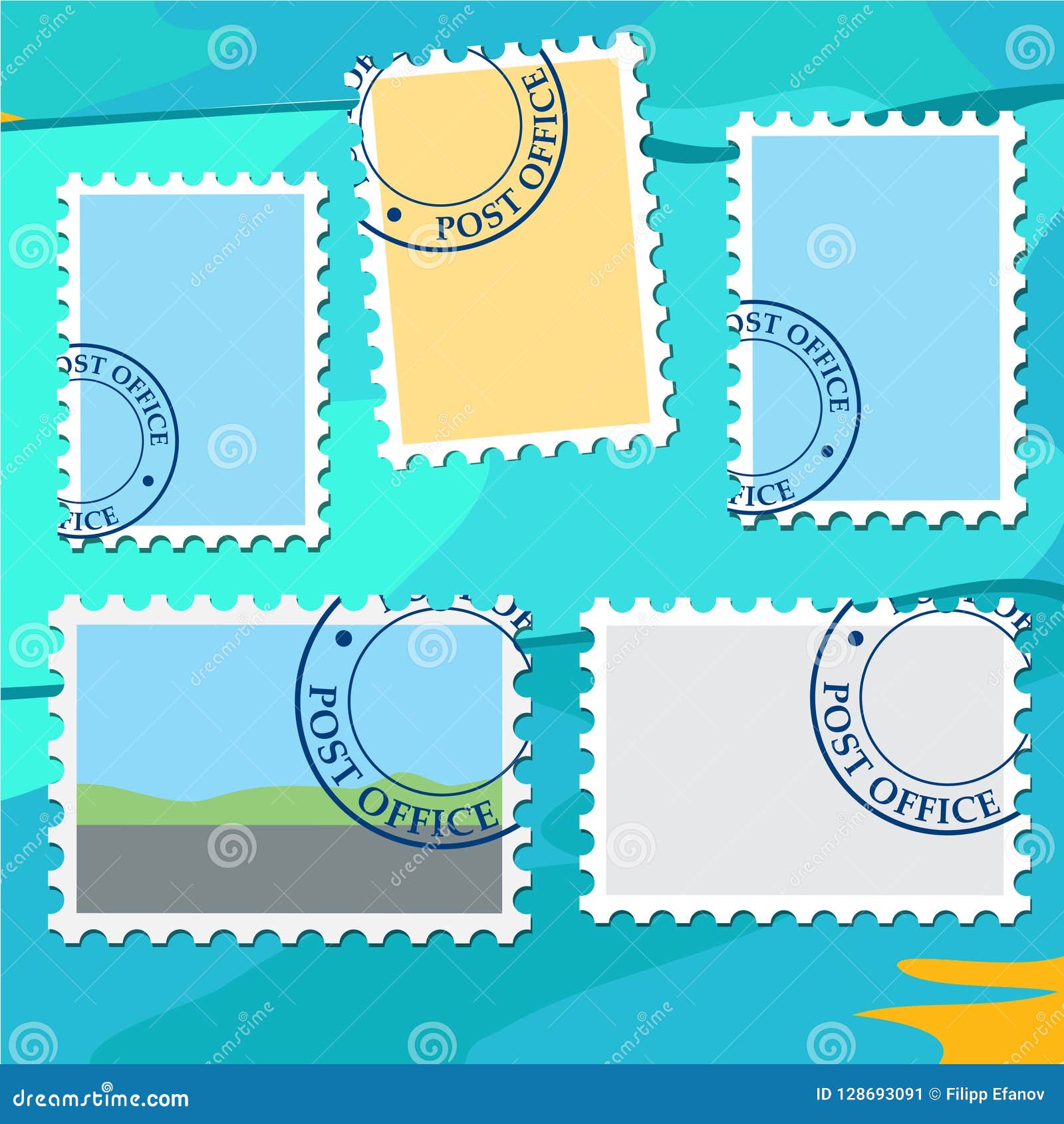 Set of Blank Template in the Form of Postage Stamps Stock Vector ...