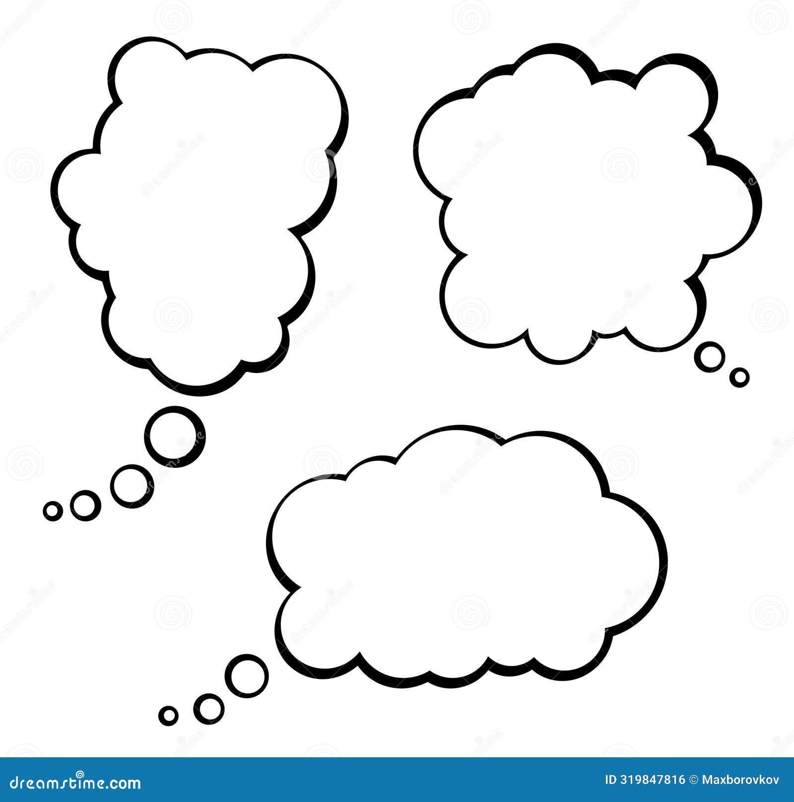 Set of Blank Thought Bubbles in Various Cloud Shapes Stock Illustration ...