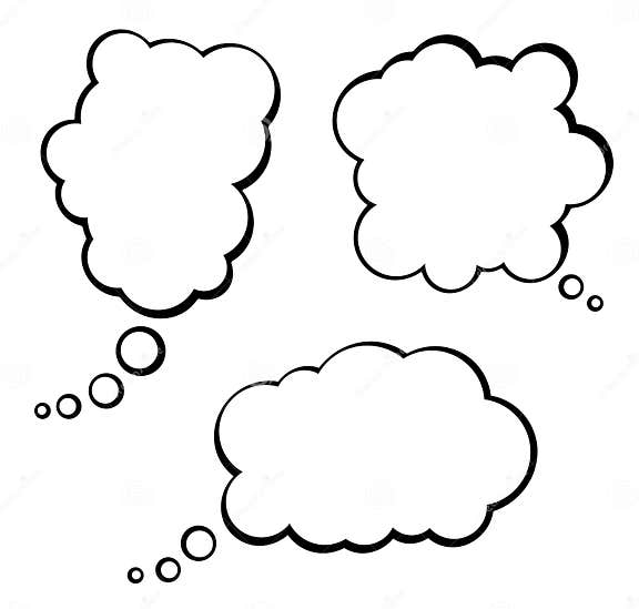 Set of Blank Thought Bubbles in Various Cloud Shapes Stock Illustration ...