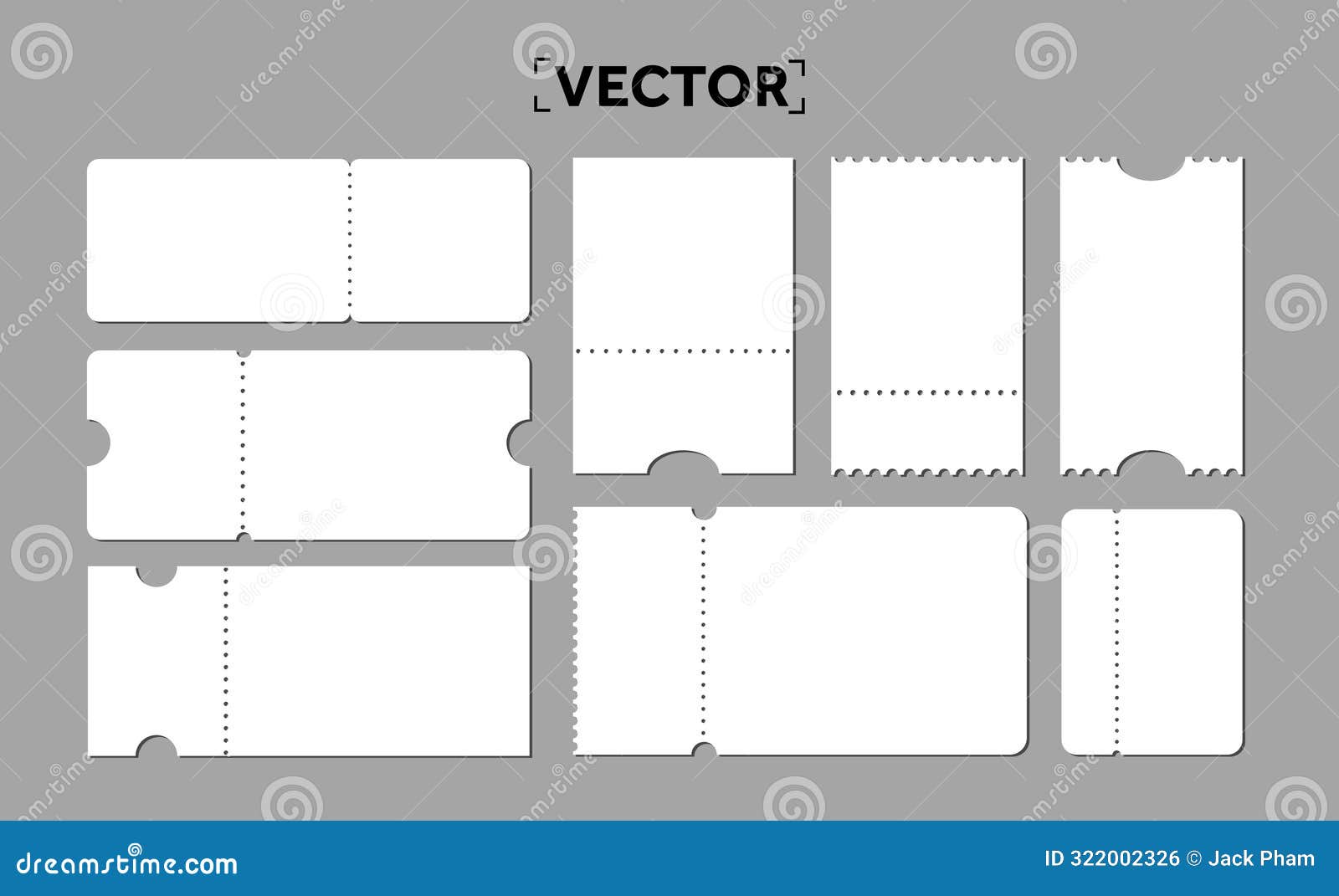 Set of Blank Ticket Templates. Realistic Cardboard Coupons Collection ...