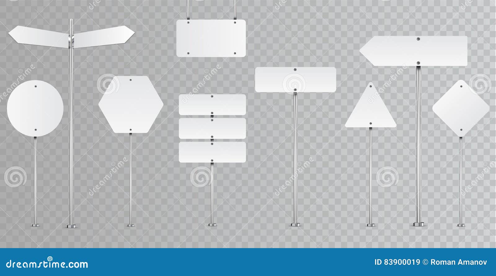 Set Of Blank Vector Road Signs On Transparent Background ...