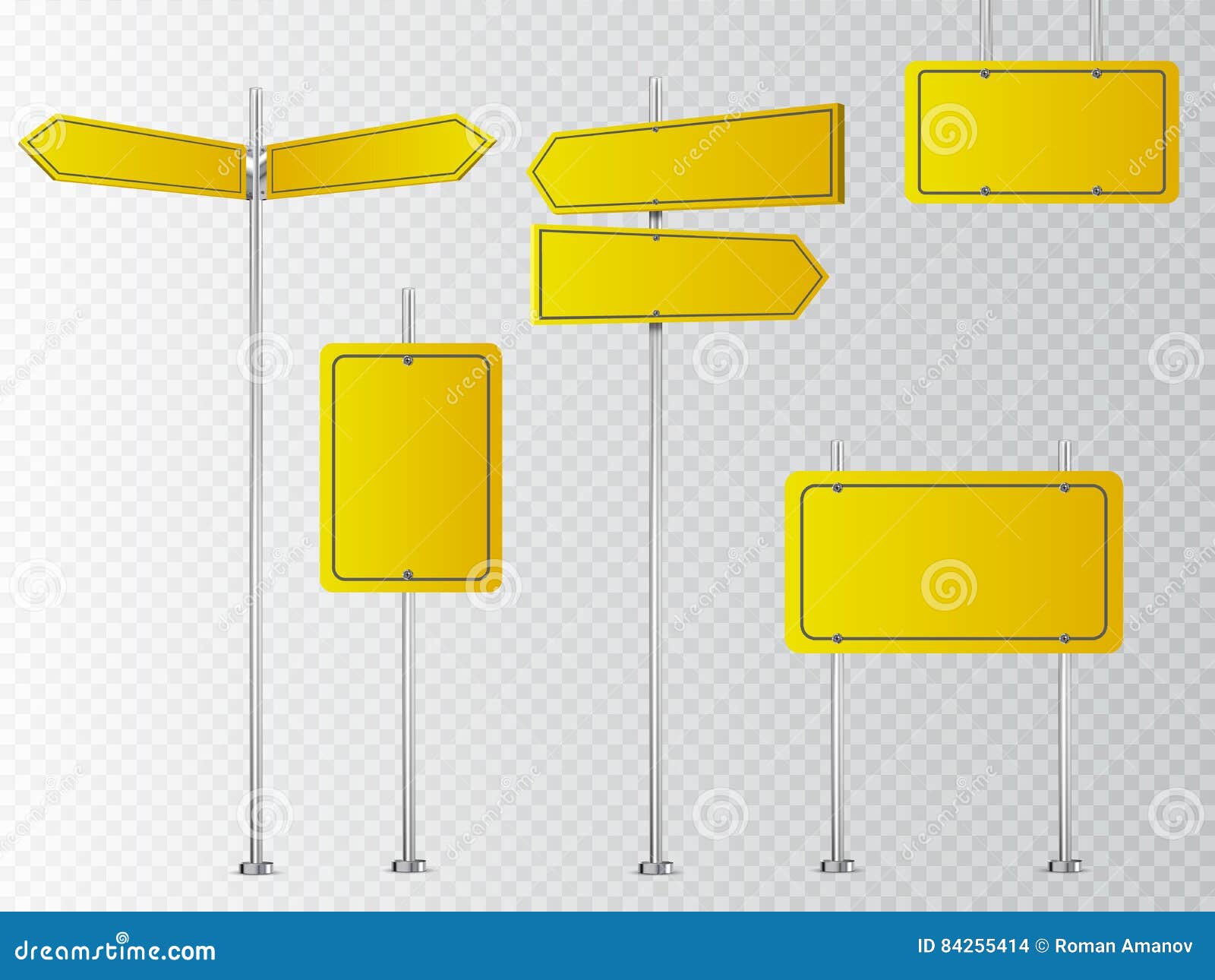 Set Of Blank Vector Road Signs On Transparent Background ...