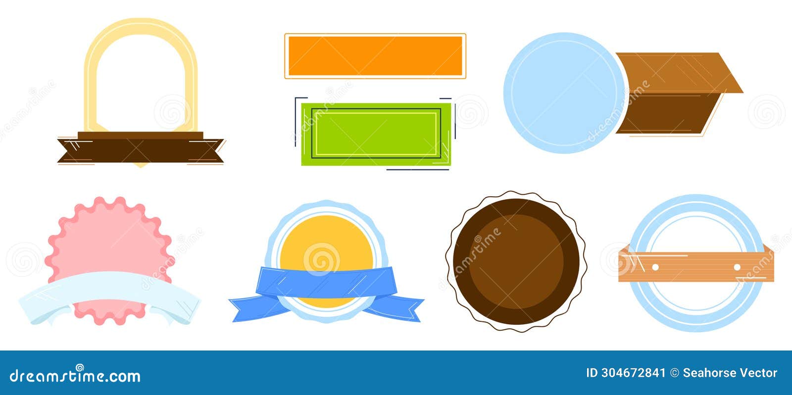 Set of Blank Vintage Frames and Labels. Collection of Various Empty ...