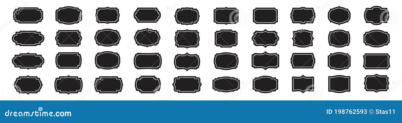 Set of Blank Vintage Labels Frames in Black Stock Vector - Illustration ...