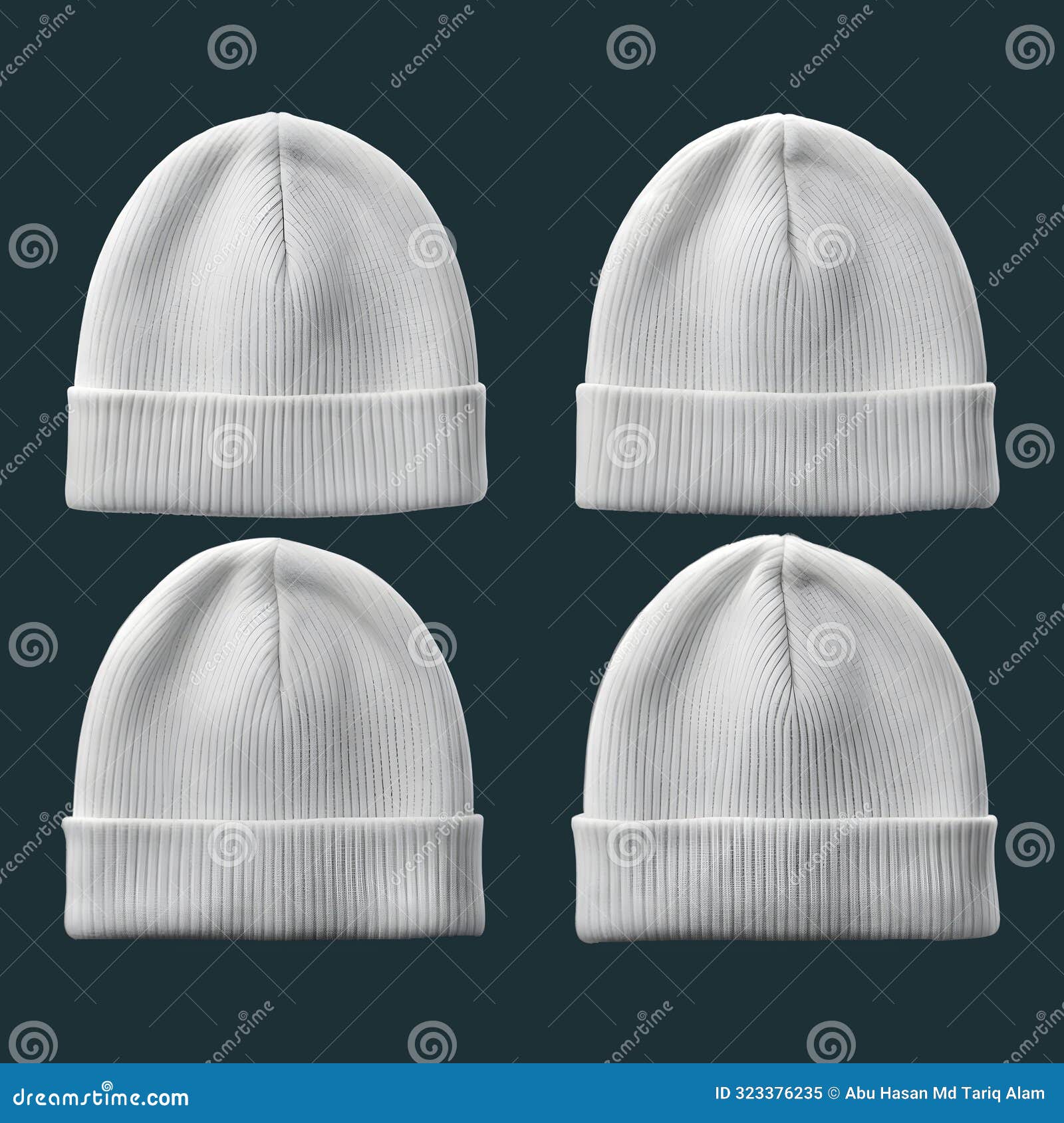 A Set of Blank White Beanie Mockup Stock Illustration - Illustration of ...