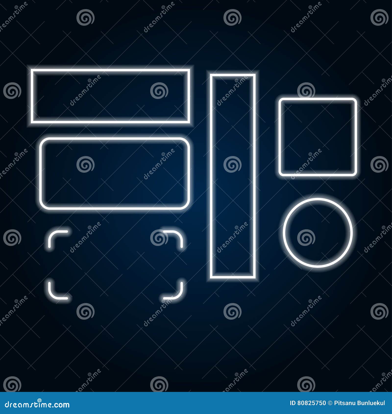 Set of blank white neon stock vector. Illustration of decoration - 80825750