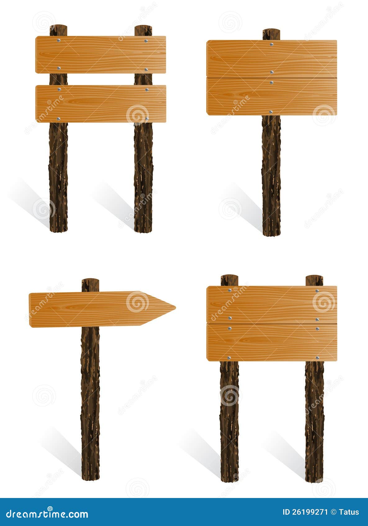 Set of Blank Wooden Sign Boards Stock Vector - Illustration of hanging ...