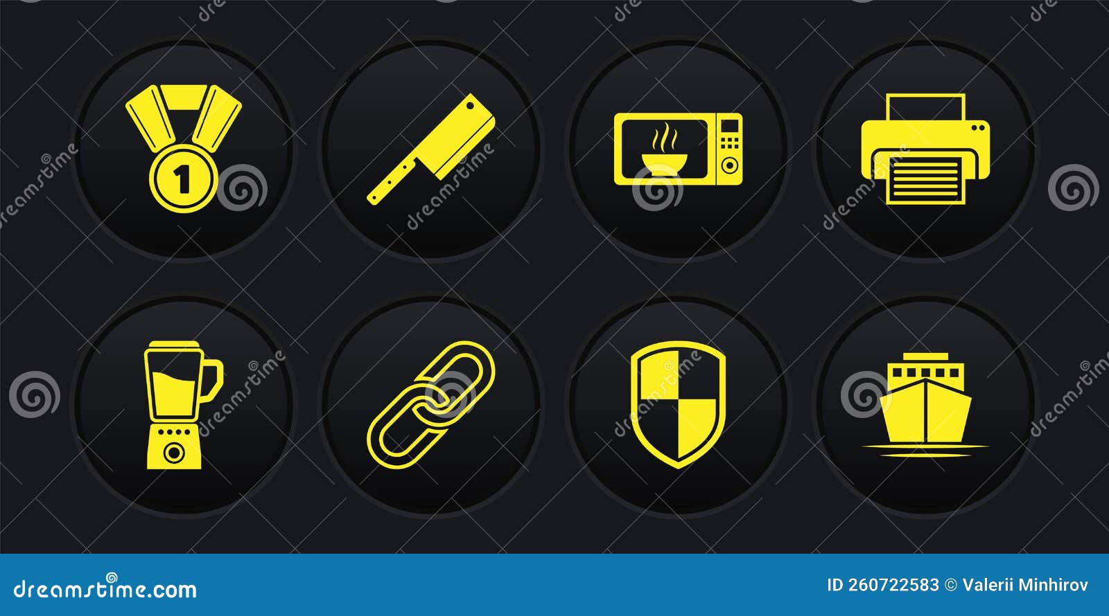 Set Blender, Printer, Chain Link, Shield, Microwave Oven and Meat ...