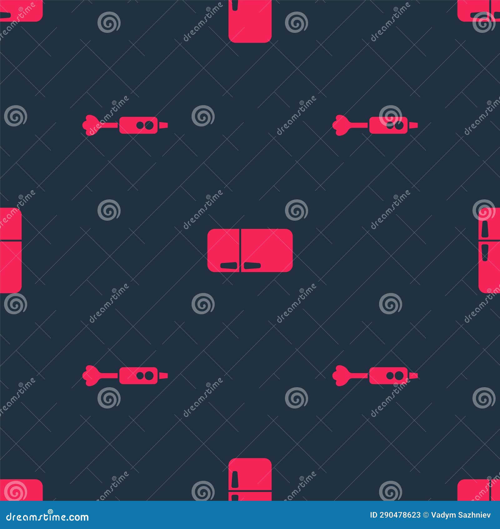 Set Blender and Refrigerator on Seamless Pattern. Vector Stock ...