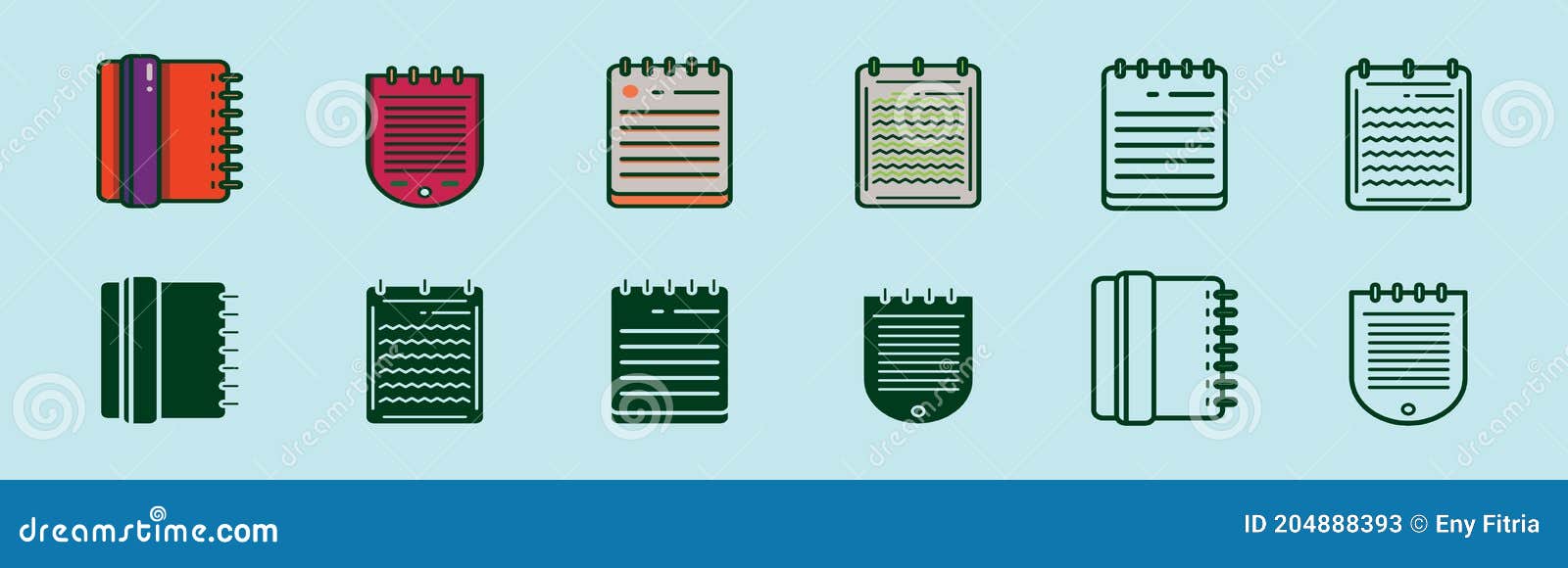 Set of Block Notes Cartoon Icon Design Template with Various Models ...