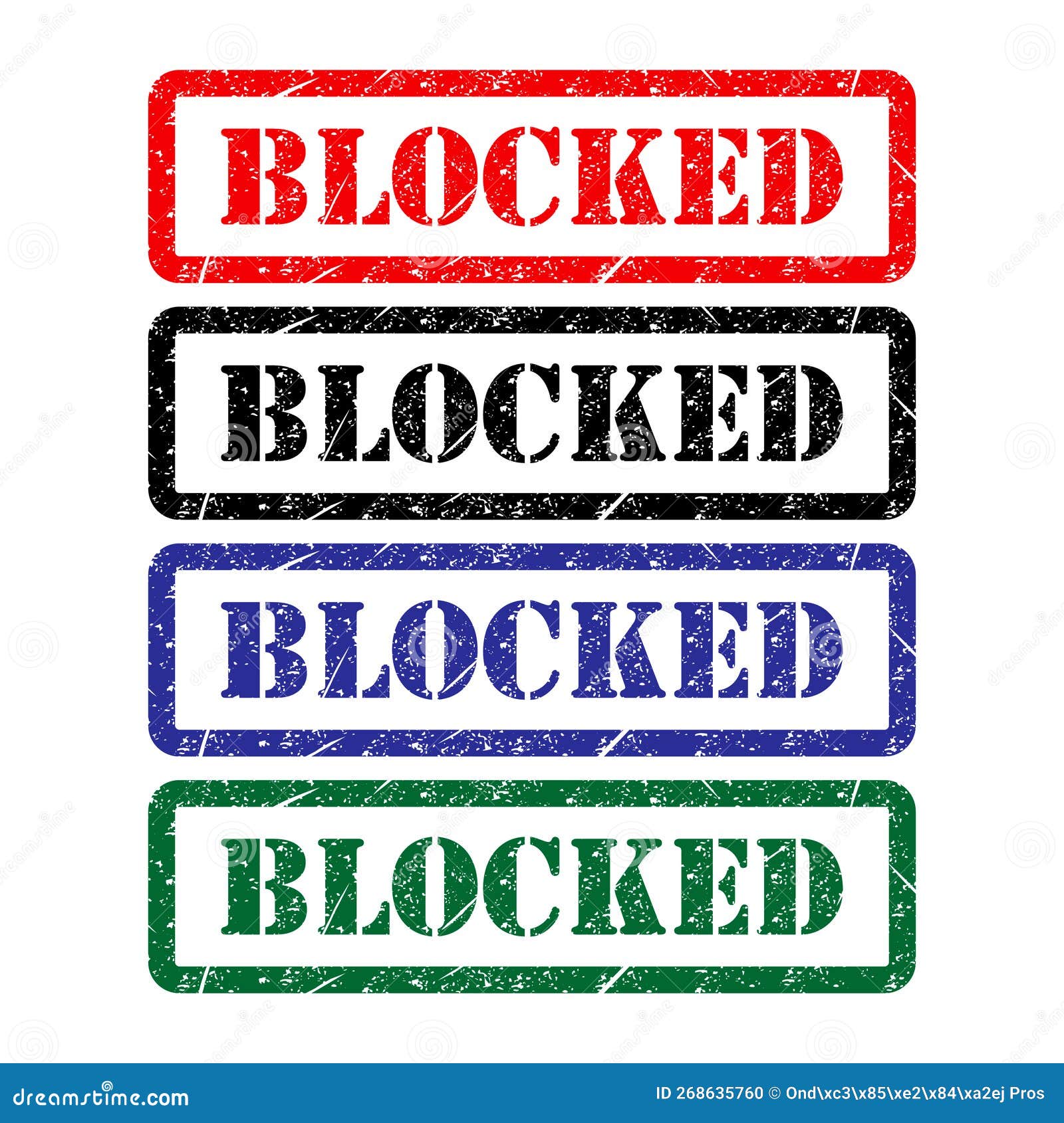 Set of Blocked Stamp Symbol, Label Sticker Sign Button, Text Banner ...