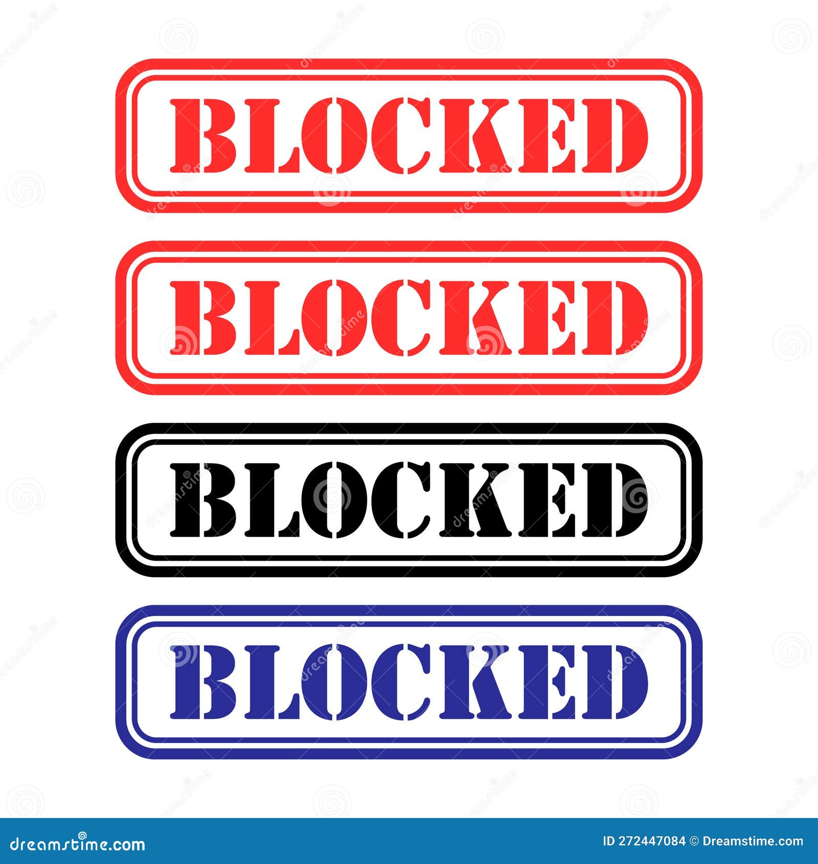 Set of Blocked Stamp Symbol, Label Sticker Sign Button, Text Banner ...