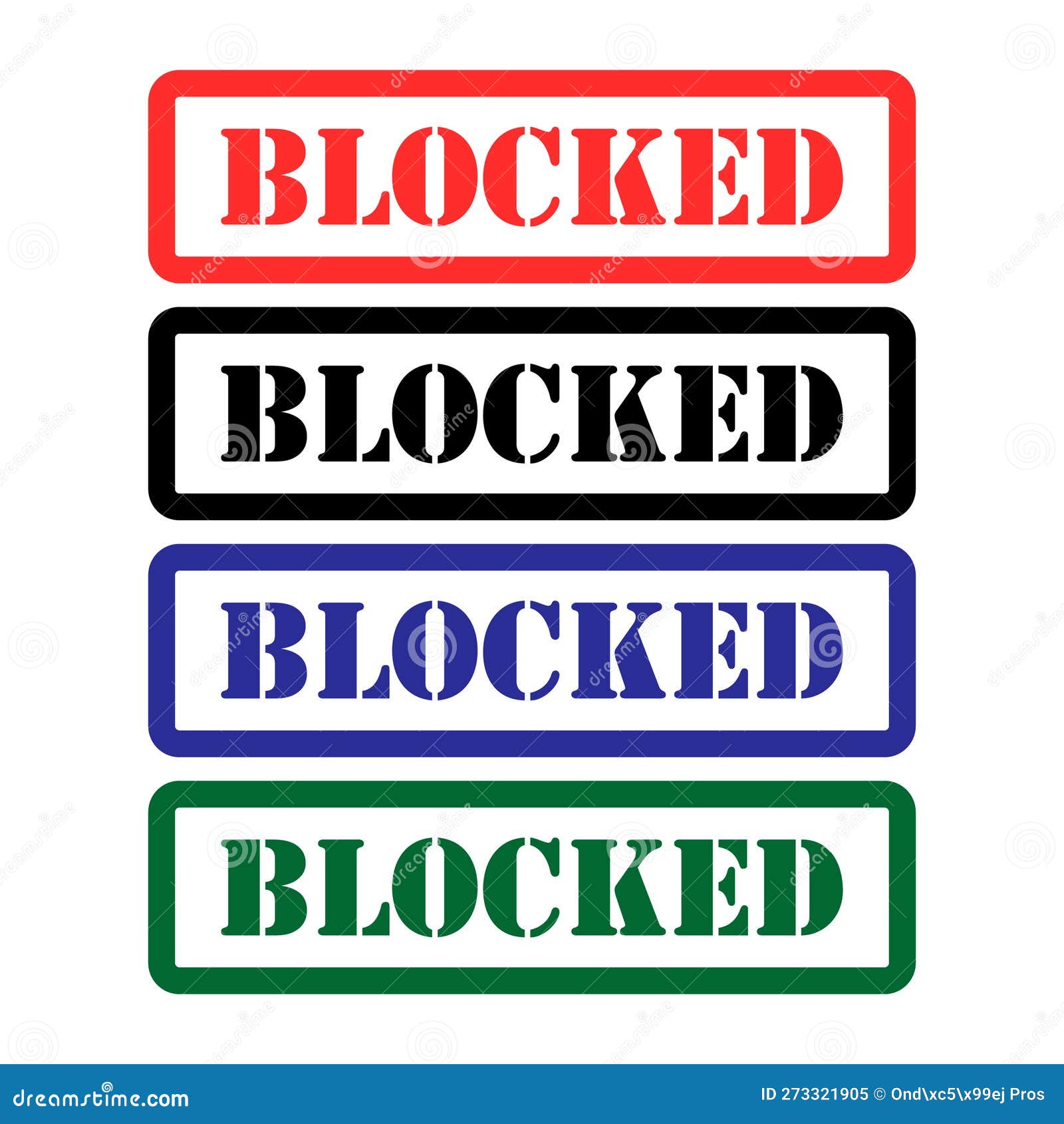 Set of Blocked Stamp Symbol, Label Sticker Sign Button, Text Banner ...