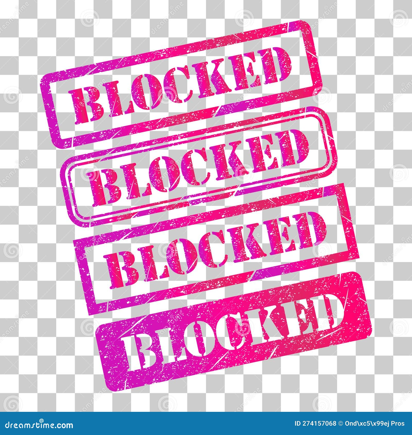 Set of Blocked Stamp Symbol, Label Sticker Sign Button, Text Banner ...