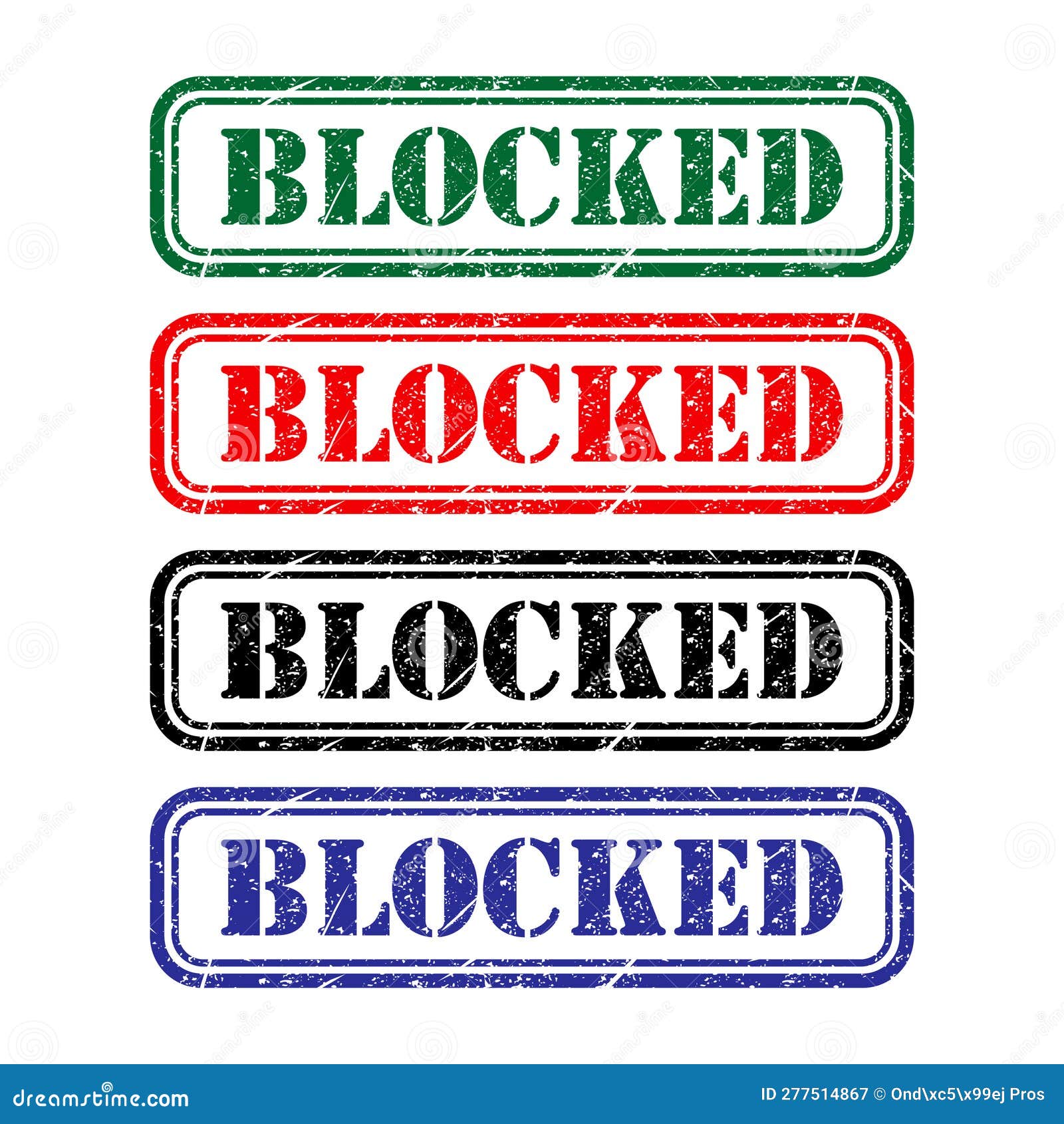 Set of Blocked Stamp Symbol, Label Sticker Sign Button, Text Banner ...