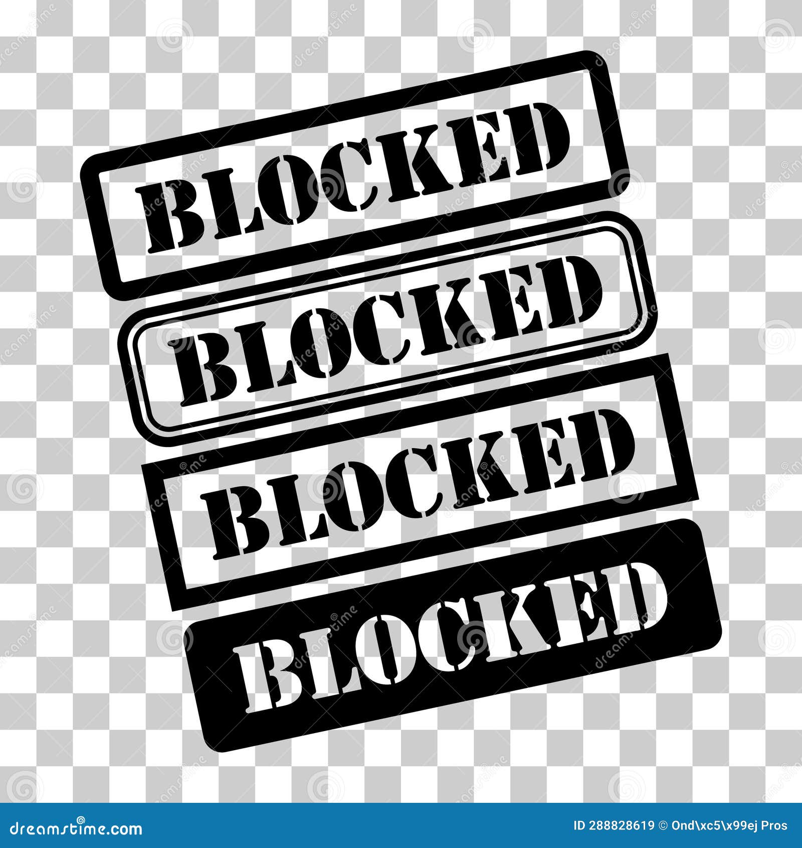 Set of Blocked Stamp Symbol, Label Sticker Sign Button, Text Banner ...