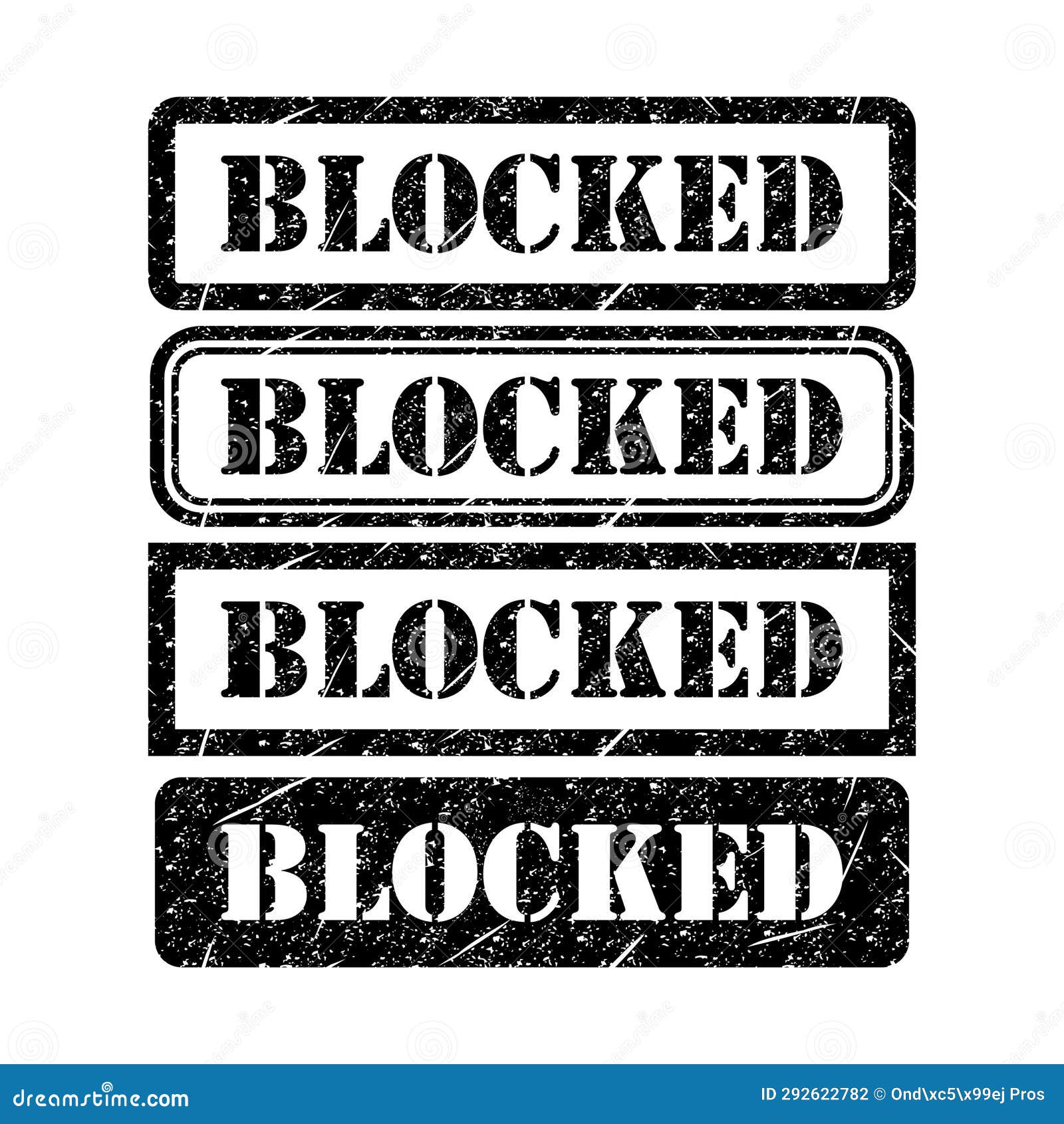 Set of Blocked Stamp Symbol, Label Sticker Sign Button, Text Banner ...